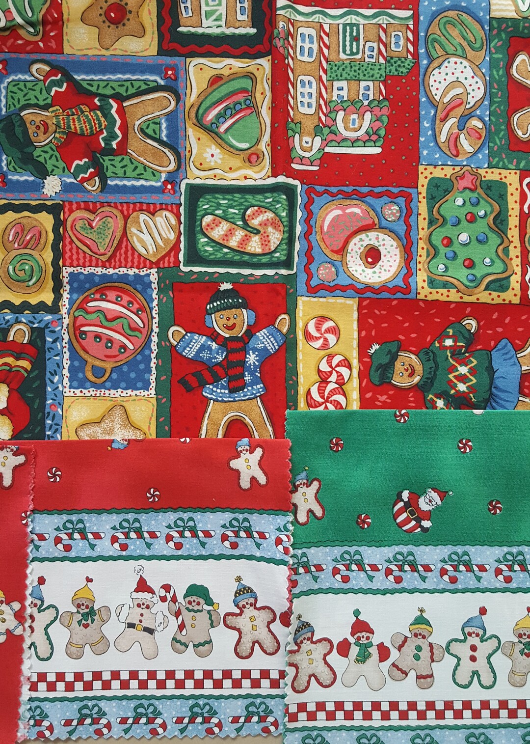 Vintage Fabric Gingerbread Print REMNANT Pack - Etsy