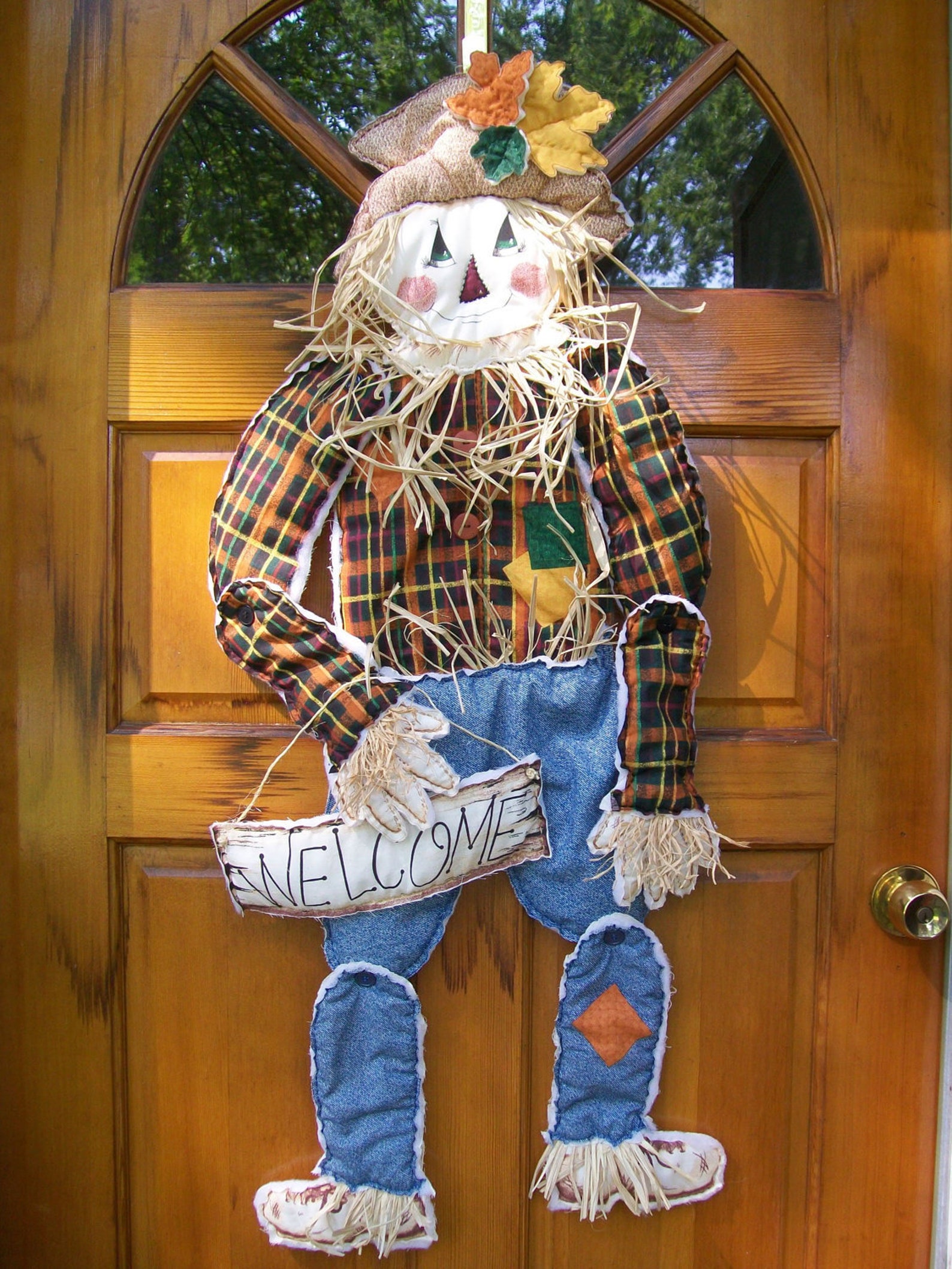 Scarecrow Wall Hanging Patches the Scarecrow With Welcome - Etsy