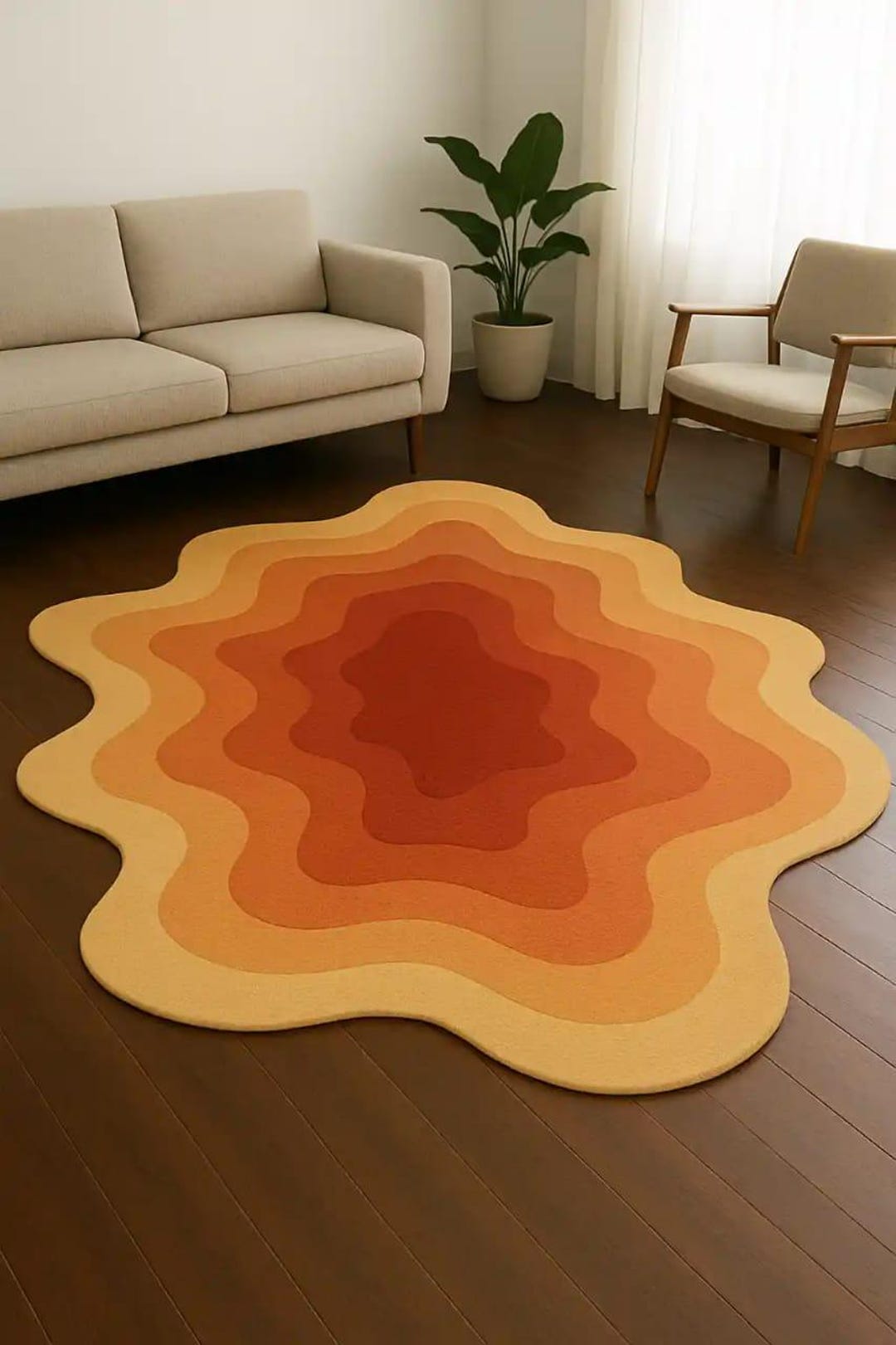 Retro Wavy Area Rug, Sunset Gradient, Mid-century Modern Decor - Etsy