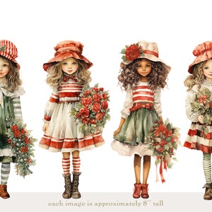 Festive Christmas Girls Clipart, Digital Download, PNG Files, Holiday ...
