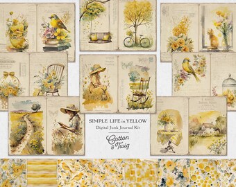 Yellow Vintage Ephemera DIGITAL DOWNLOAD Junk Journal Journaling ...
