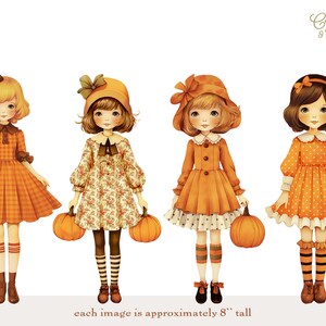 Pumpkin Girls Clipart, Digital Download, PNG Files, Autumn Junk Journal ...