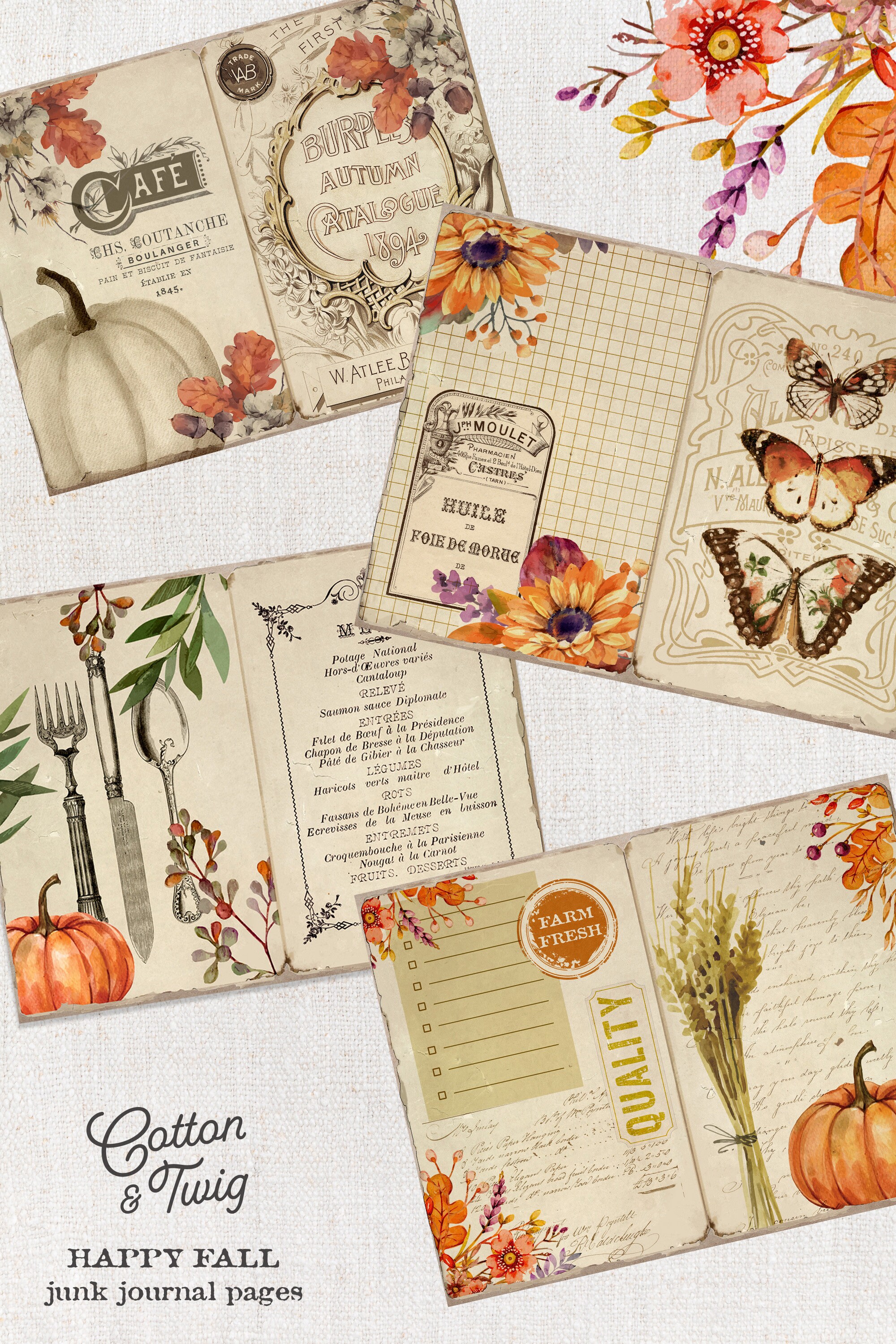 Fall Junk Journal Printable Vintage Pumpkins Autumn - Etsy UK