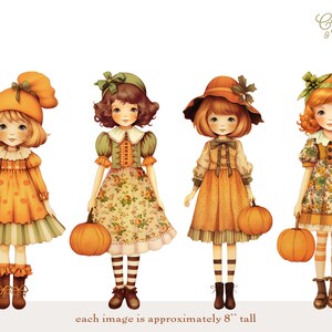 Pumpkin Girls Clipart, Digital Download, PNG Files, Autumn Junk Journal ...