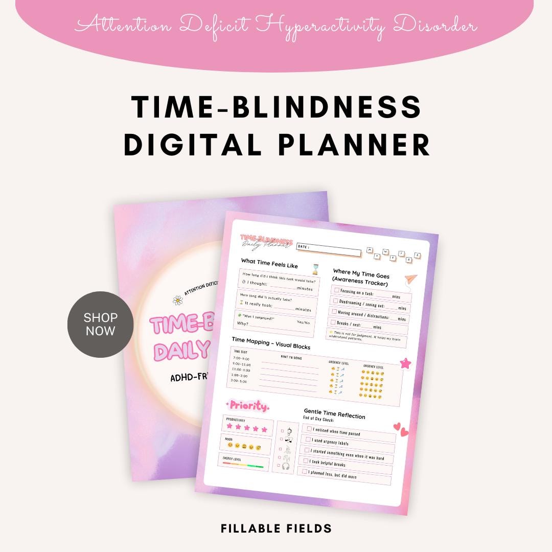 Adhd-friendly Time-blindness Planner: Daily Focus Tracker (digital ...