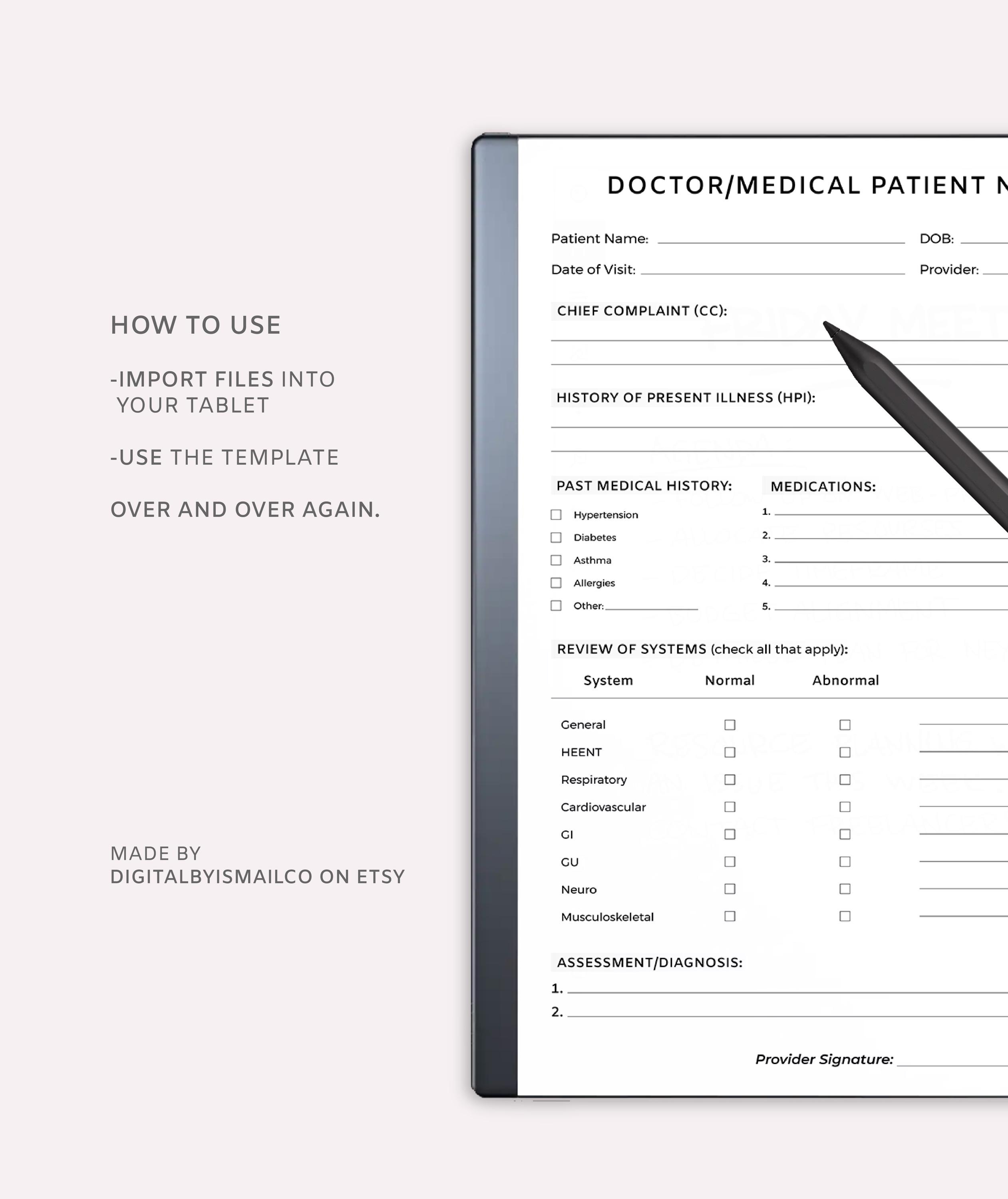 Medical Patient Notes Template for Remarkable 2: Meeting Agenda ...