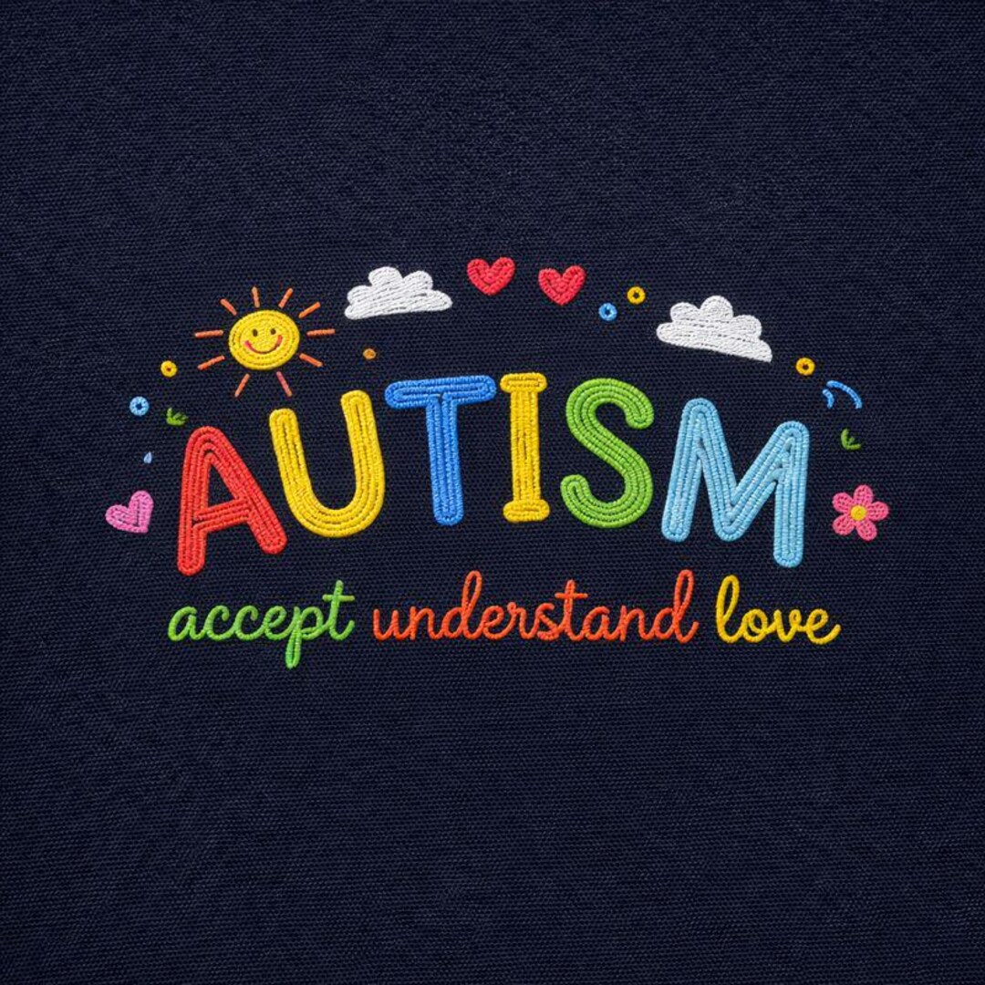 Accept Understand Love Autism Stitch File | Puzzle Text Embroidery ...
