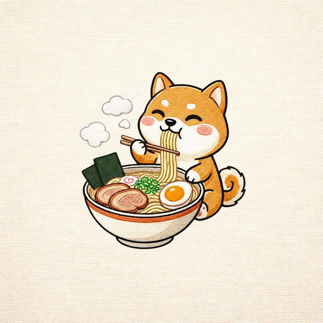Shiba Inu Ramen, Dog Machine Embroidery Design (digital Download) - Etsy