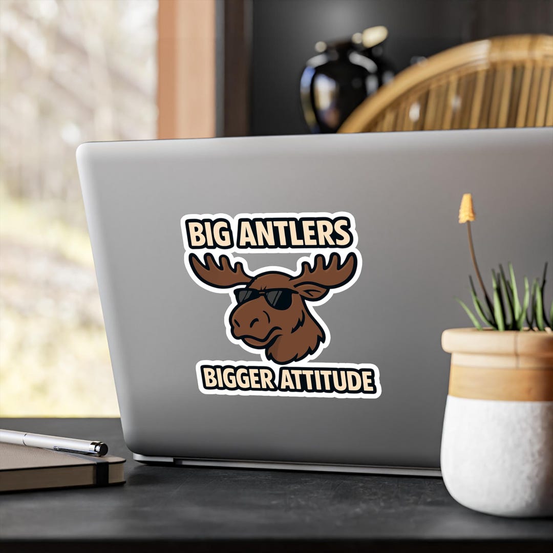 Big Antlers Vinyl Decals - Fun Moose Stickers for Home Decor, Gifts ...