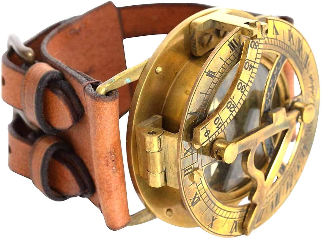 Brass Sundial Compass- Wrist Sundial Compass- Steampunk Collection ...