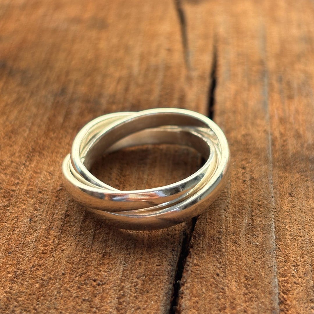 Sterling Silver Russian Ring – Three Band Rolling Fidget Jewelry - Etsy ...