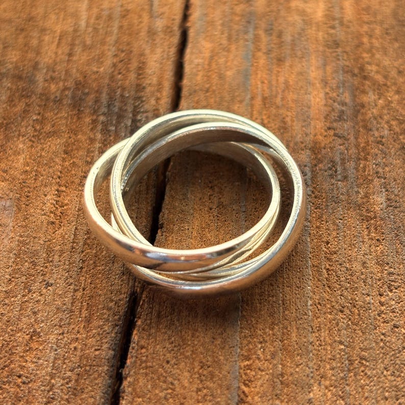 Sterling Silver Russian Ring – Three Band Rolling Fidget Jewelry - Etsy ...