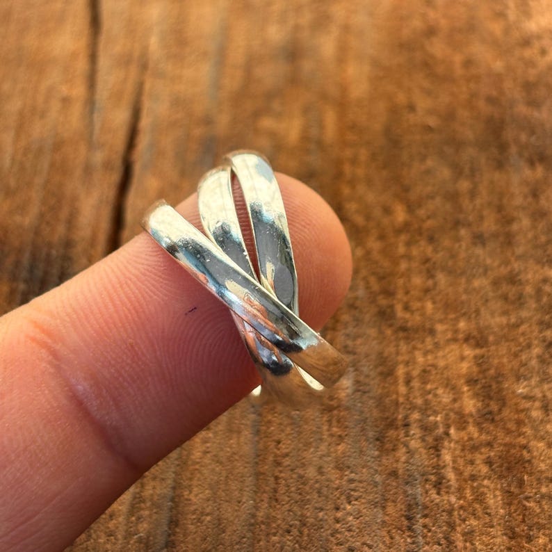 Sterling Silver Russian Ring – Three Band Rolling Fidget Jewelry - Etsy ...