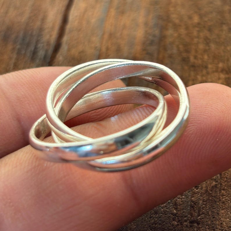 Sterling Silver Russian Ring – Three Band Rolling Fidget Jewelry - Etsy ...