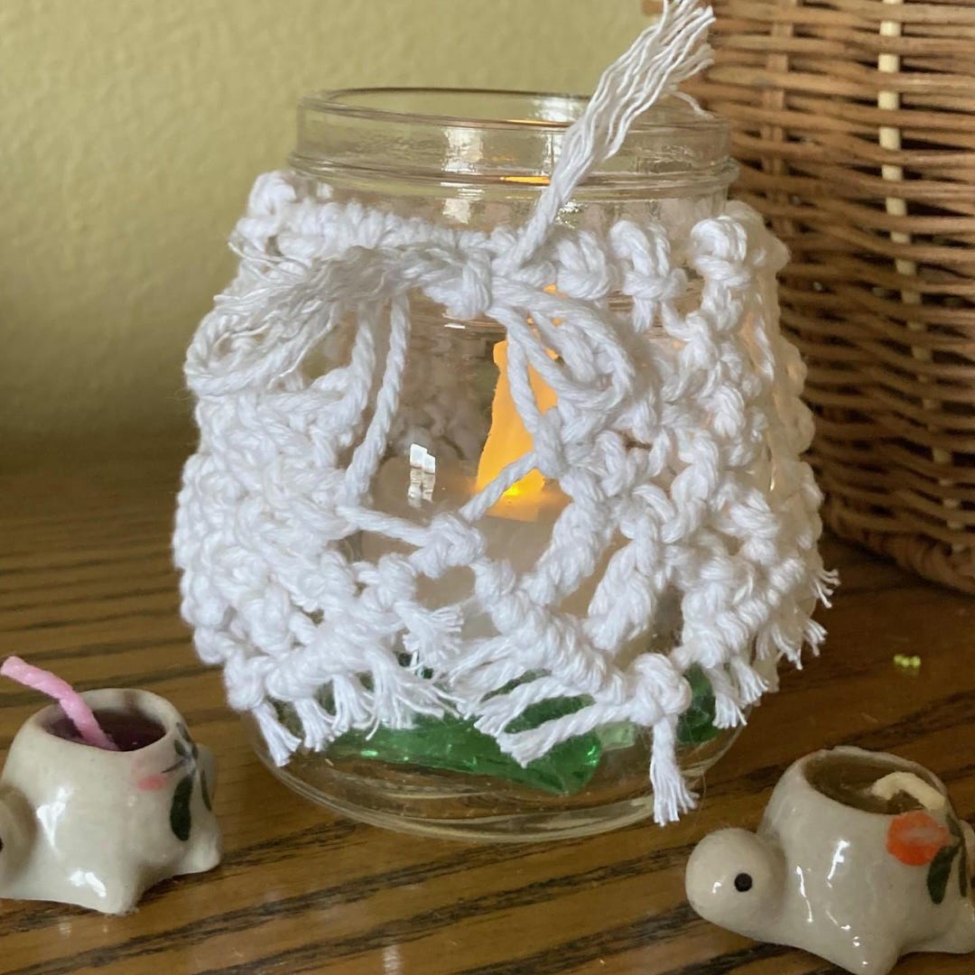 Mini Macrame Covered Jars/lanterns - Etsy