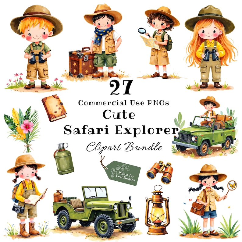 Safari Explorer Clipart Bundle, Kids Adventure Pngs, Commercial Use - Etsy