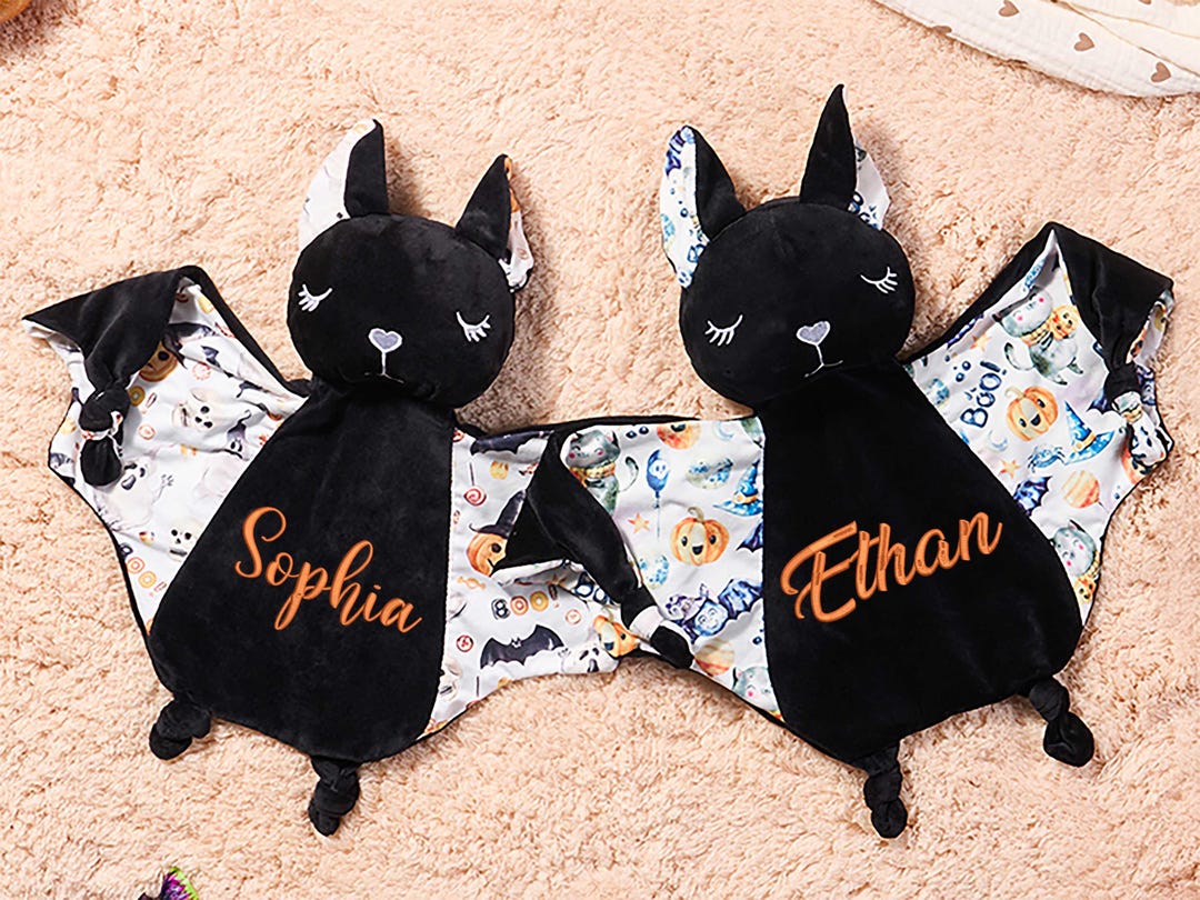 Embroidered Bat Baby Comforter,personalized Halloween Baby Bat Security ...