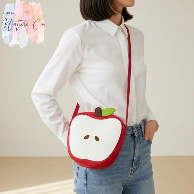 Kawaii Apple Crossbody Bag, Japanese Cartoon Style Polyester Purse ...
