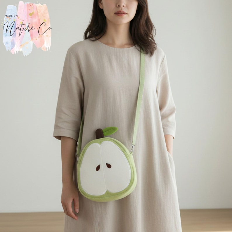 Kawaii Apple Crossbody Bag, Japanese Cartoon Style Polyester Purse ...
