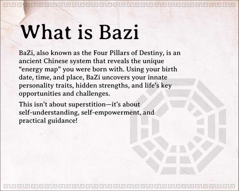 Personalized Bazi Reading | Chinese Astrology Birth Chart Digital Report | Four Pillars ...