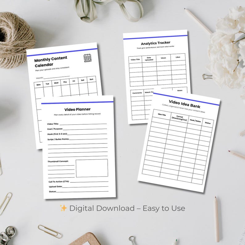 Youtube Video Planner | Content Planner for Youtubers | Social Media ...
