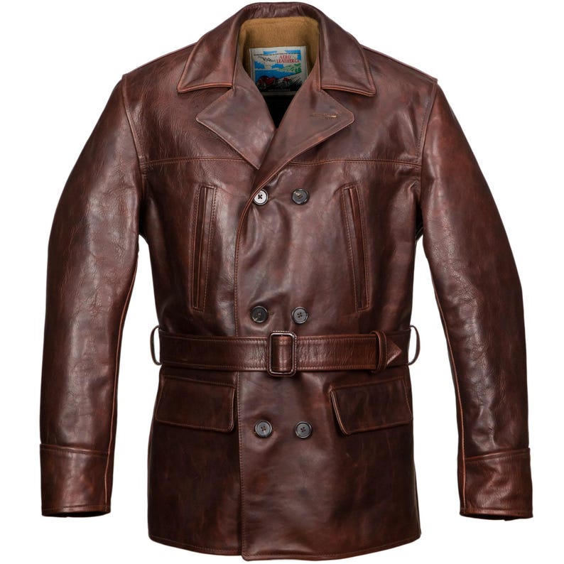 Vintage Brown Leather Trench Coat: 1920s Double Breasted Flight Jacket ...