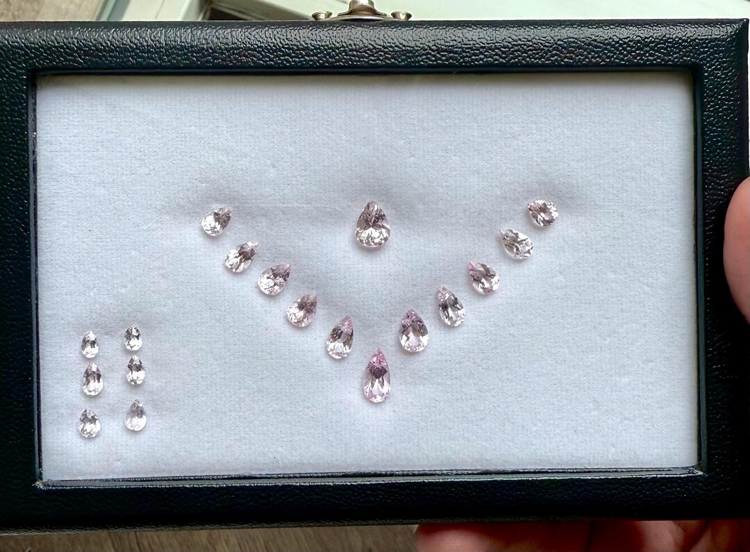 Peach Pink Morganite Pear Cut Gemstones: 11.53ct, 18 Matching Stones - Etsy