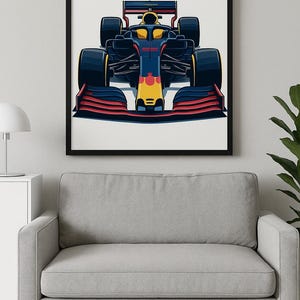 Formula 1 Wall Art | Red Blue F1 Poster | Printable Racing Car Download ...