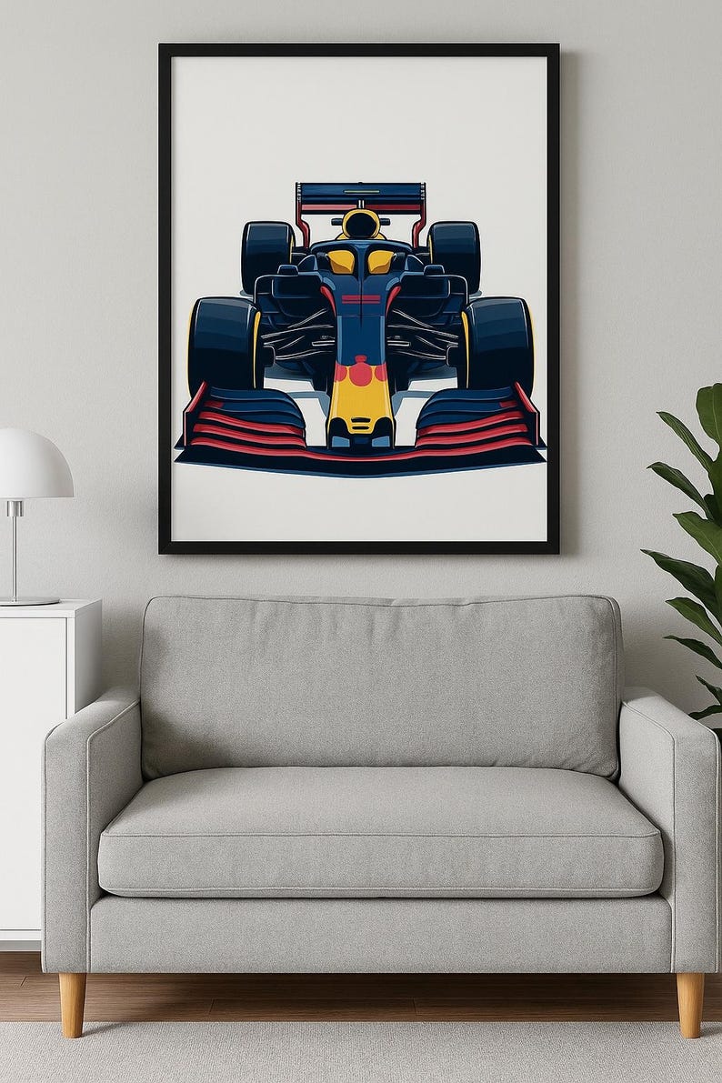 Formula 1 Wall Art | Red Blue F1 Poster | Printable Racing Car Download ...