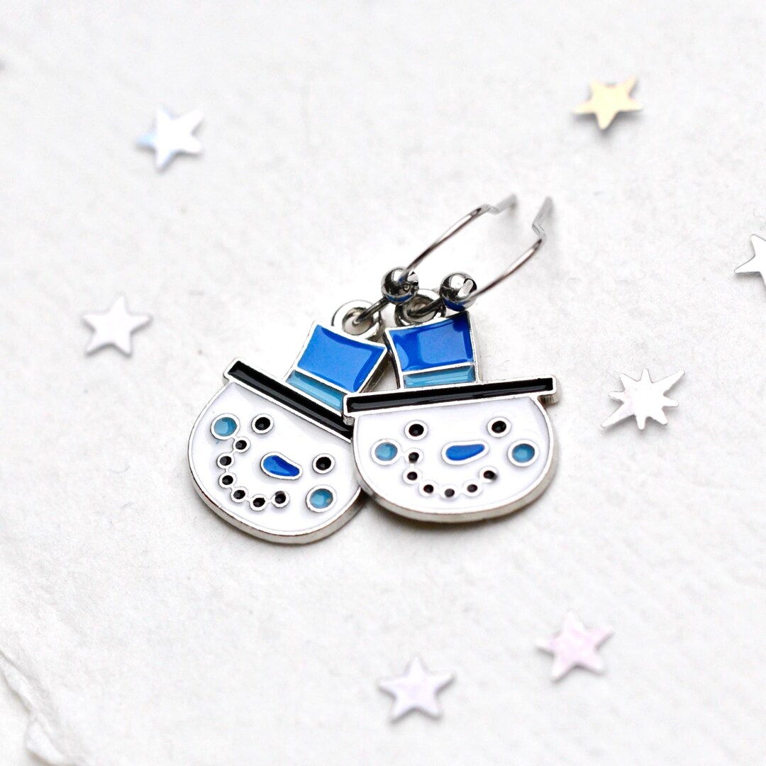 Snowman Earrings, Cute and Quirky Winter Jewellery, Christmas Earrings ...