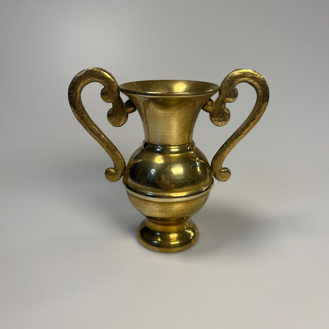 Small Vintage Brass Trophy Vase With Curved Handles - Etsy