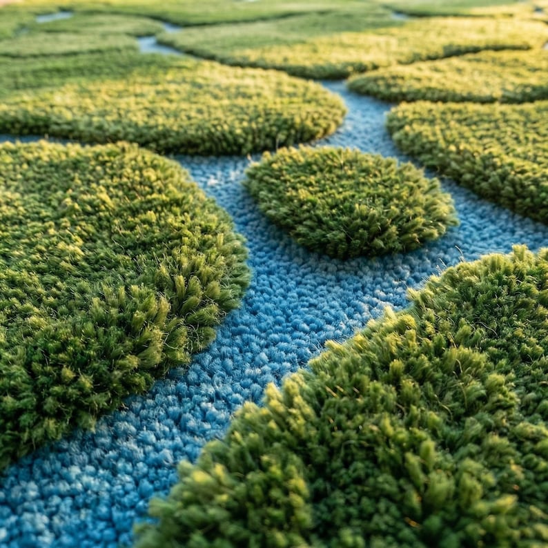 Hand-tufted Moss River Rug | 3D Textured Wool Area Carpet - Etsy