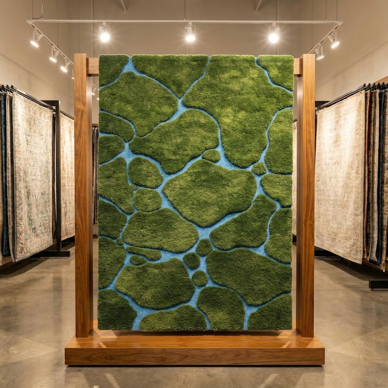Hand-tufted Moss River Rug | 3D Textured Wool Area Carpet - Etsy