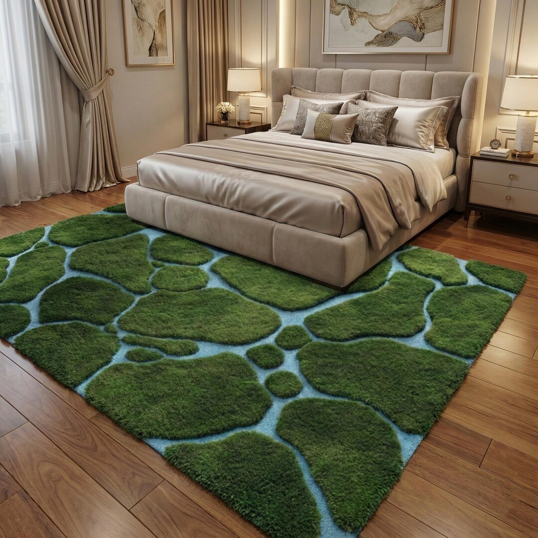 Hand-tufted Moss River Rug | 3D Textured Wool Area Carpet - Etsy