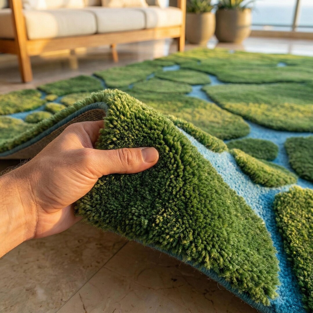 Hand Tufted Wool Rug – Moss River Stone Textured Carpet - Etsy