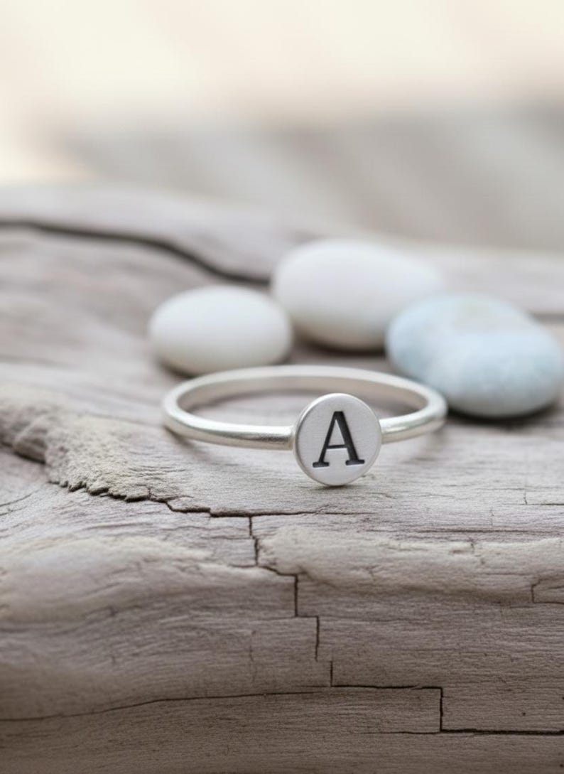 925 Sterling Silver Initial Ring – Personalized Letter Stacking Ring ...