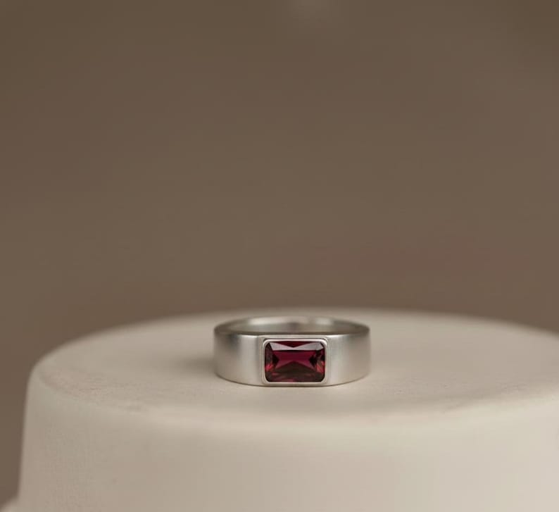 Red Garnet Signet Ring, 925 Sterling Silver, Natural Garnet Ring ...