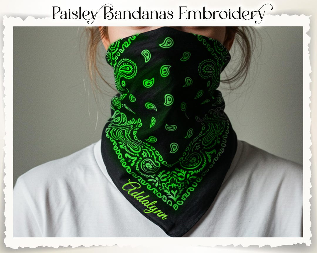 Custom Rayon Paisley Bandana Embroidery Name and Logos Bandana, Boho ...