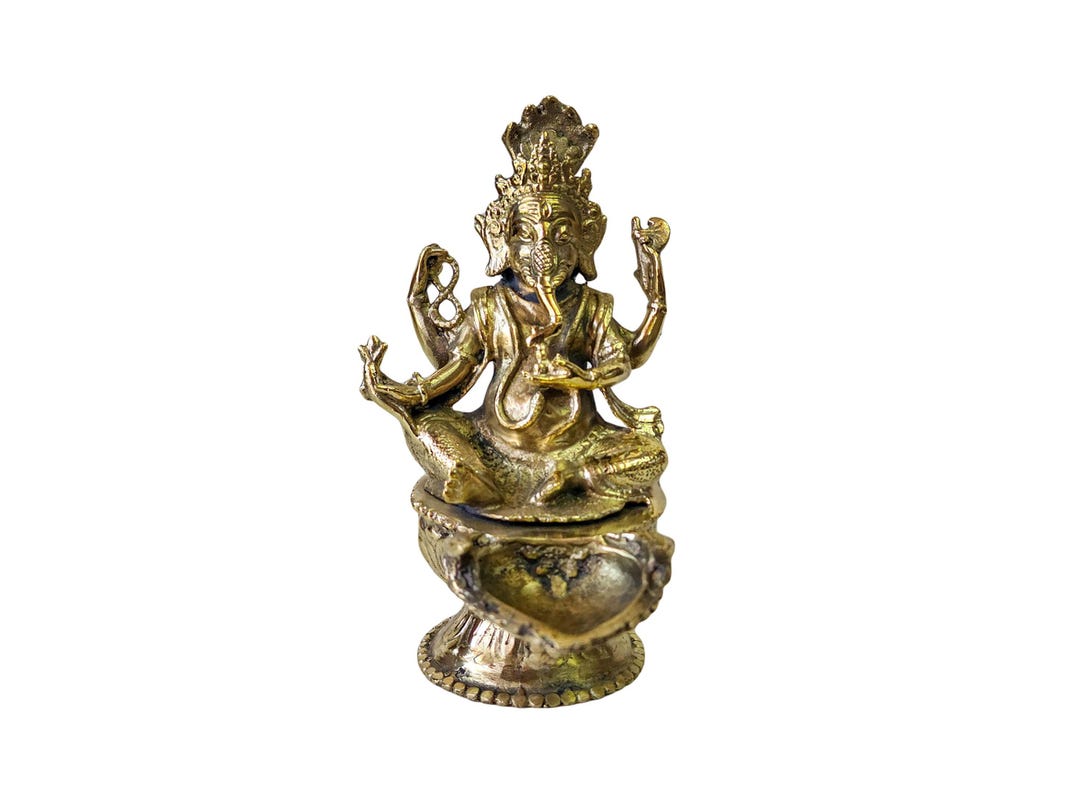 Brass Ganesh Oil Lamp: Traditional Newari Sukunda Ritual Lamp - Etsy