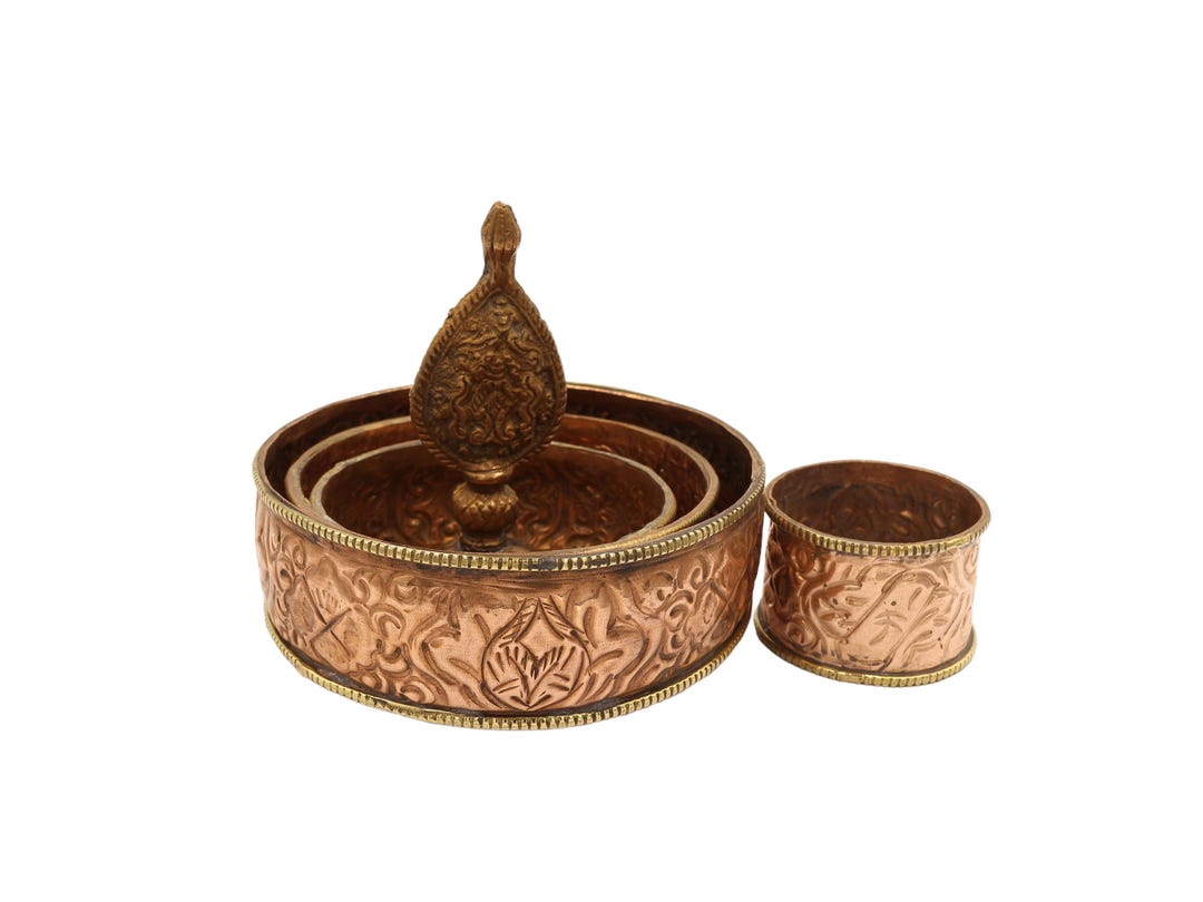 4-inch Ratna Mandala, Copper Handmade Tibetan Buddhist Ritual Item ...