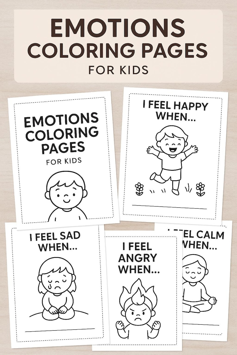 Emotions Coloring Pages for Kids – Printable Feelings Worksheets for ...