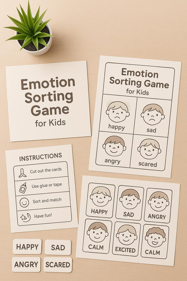 Emotion Sorting Game for Kids – Printable SEL Activity, Emotion Cards ...