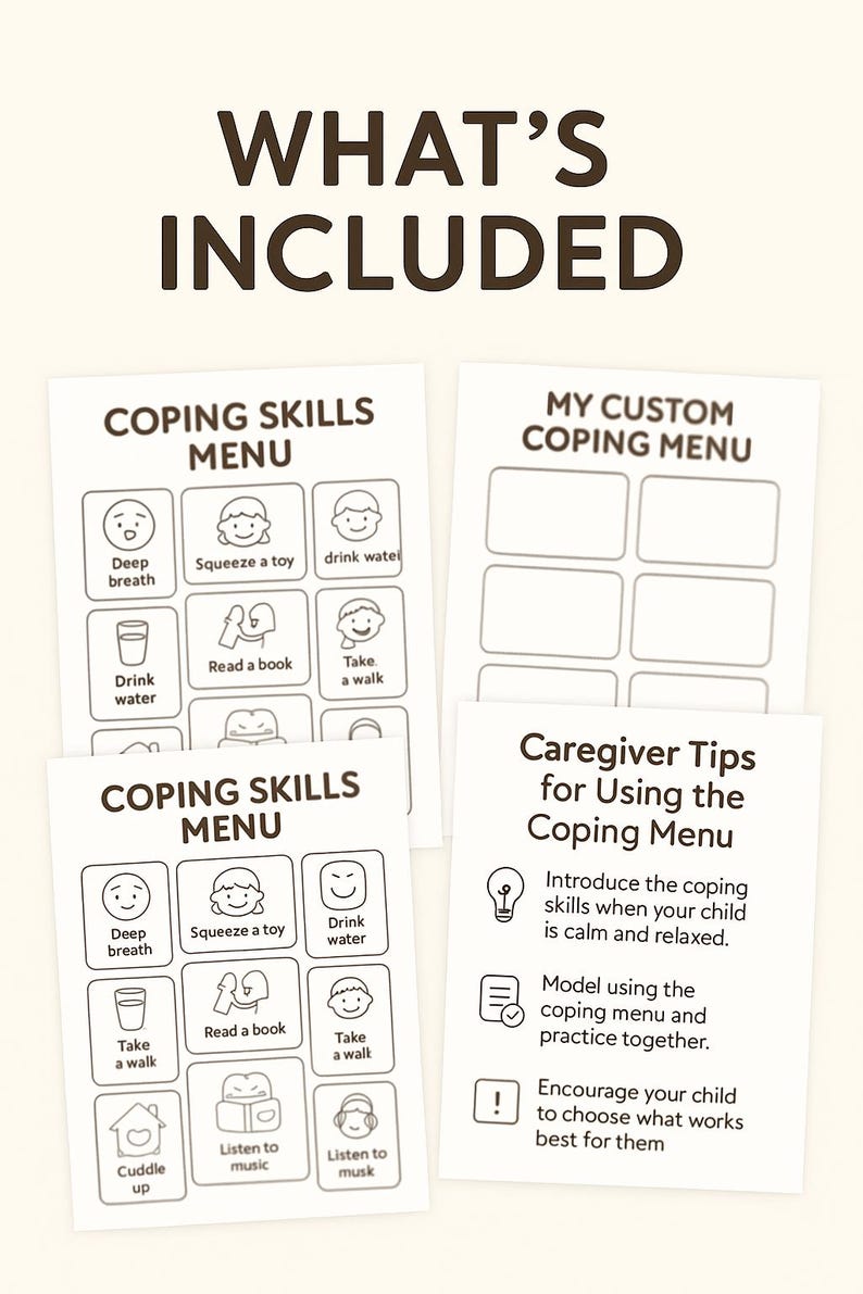 Coping Skills Menu for Kids – Printable Calm Down Strategies Chart - Etsy