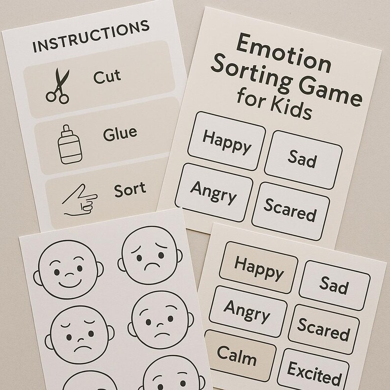 Emotion Sorting Game for Kids – Printable SEL Activity, Emotion Cards ...