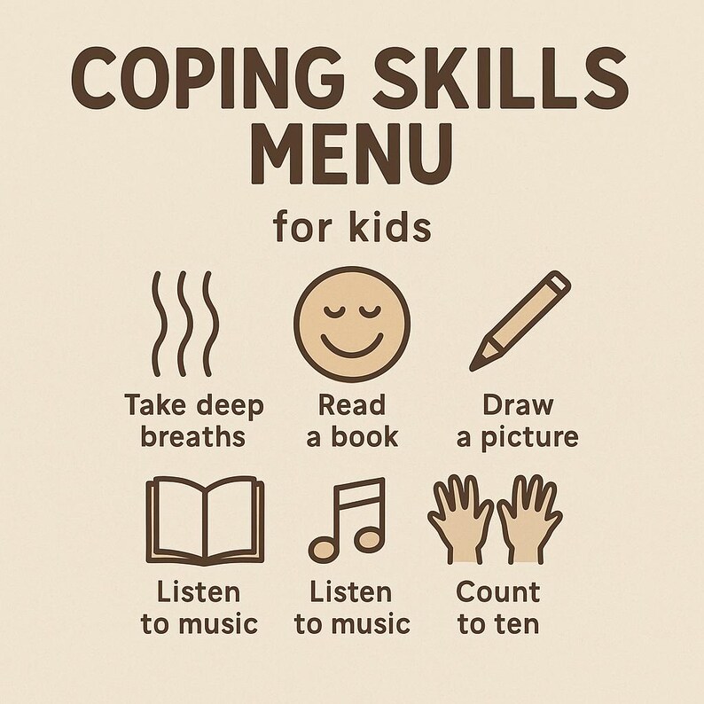 Coping Skills Menu for Kids – Printable Calm Down Strategies Chart - Etsy