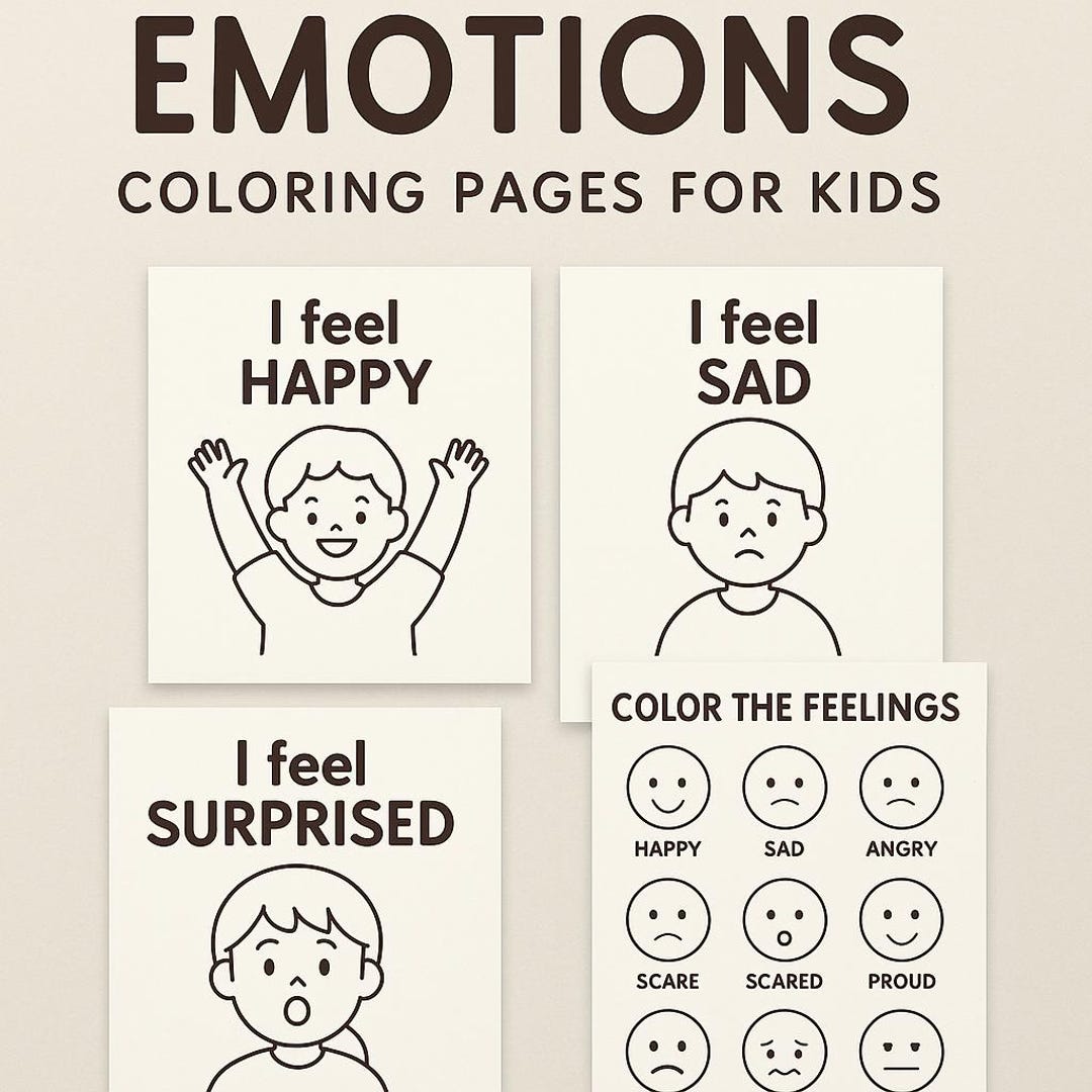 Emotions Coloring Pages for Kids – Printable Feelings Worksheets for ...