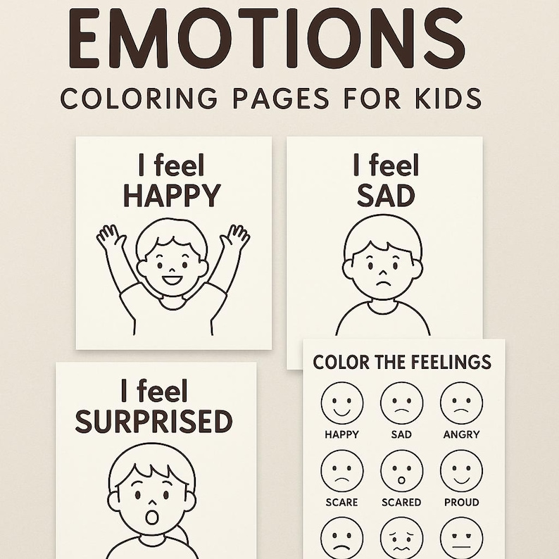 Emotions Coloring Pages for Kids – Printable Feelings Worksheets for ...