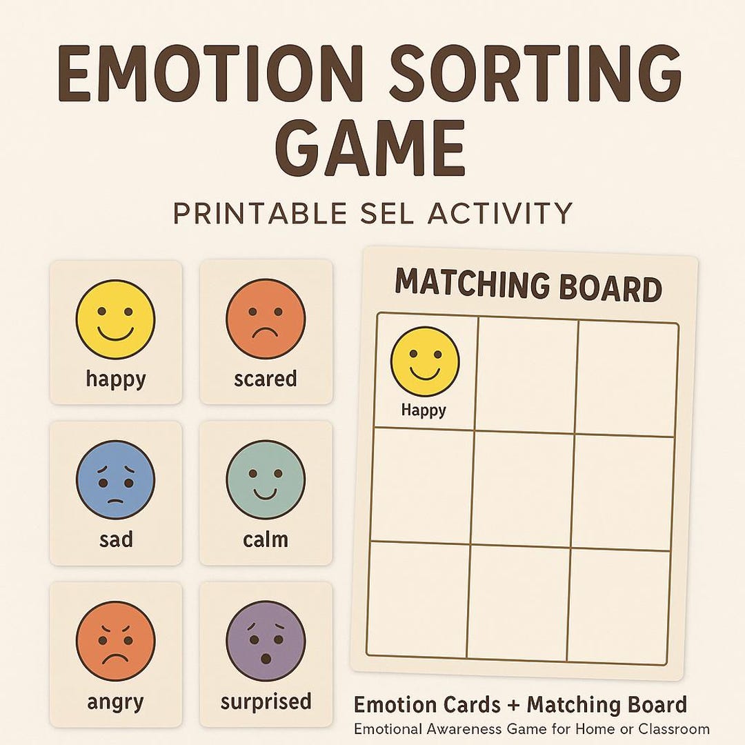 Emotion Sorting Game for Kids – Printable SEL Activity, Emotion Cards ...