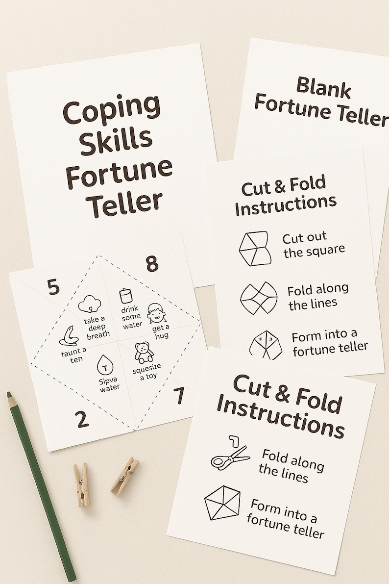 Coping Skills Fortune Teller Kit for Kids – Printable SEL Tool for ...