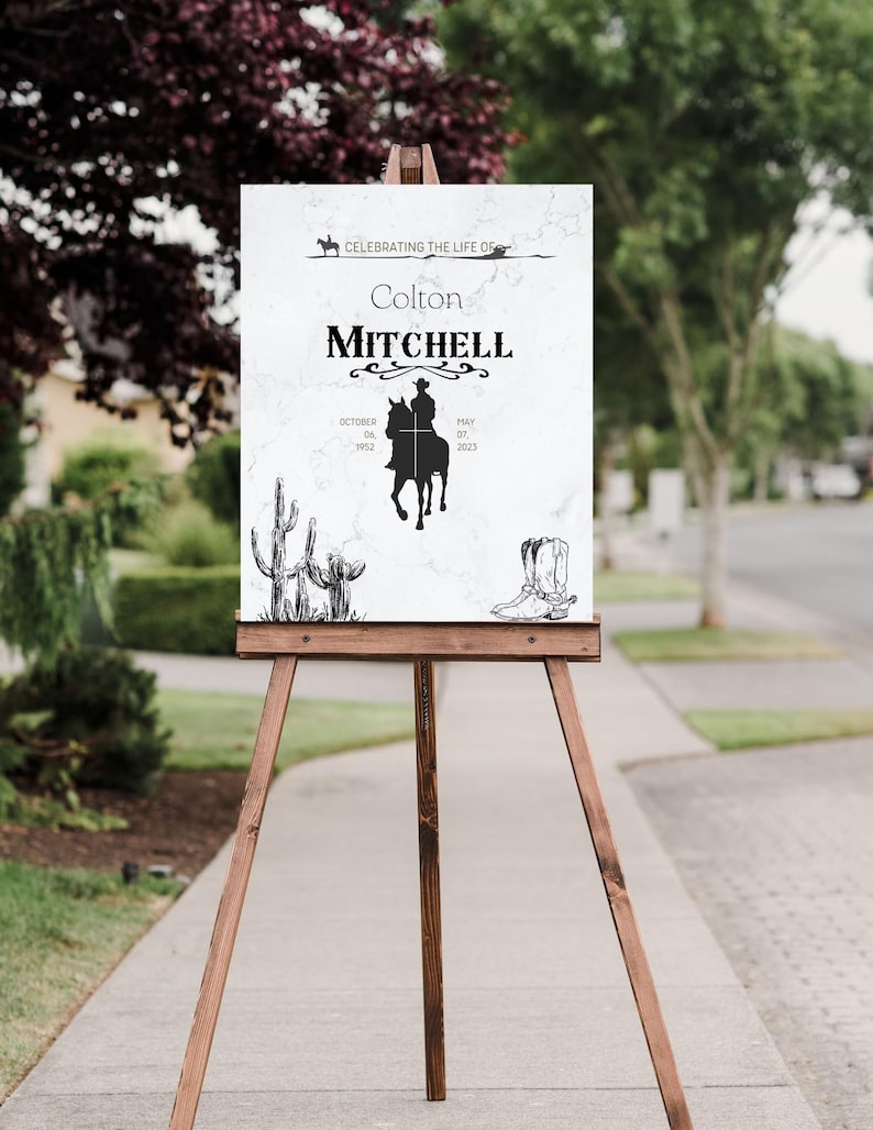 Customizable Cowboy Western Funeral Sign for Honoring a Beloved Life - Etsy